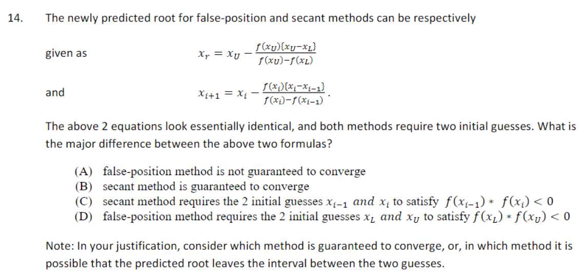 Solved The newly predicted root for false-position and | Chegg.com