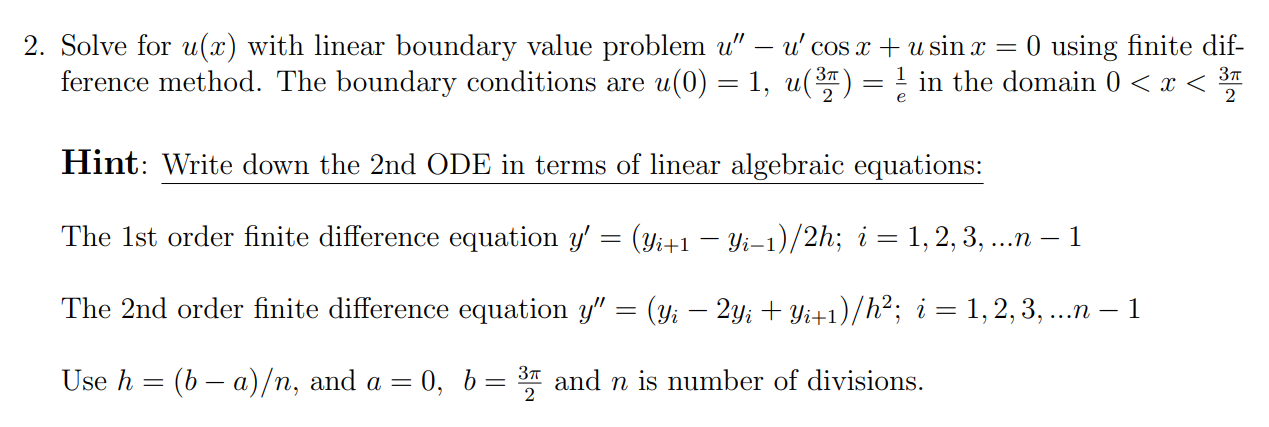 Solved 2. Solve for u(x) with linear boundary value problem | Chegg.com