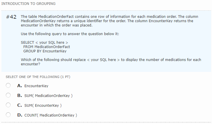 Solved INTRODUCTION TO GROUPING #42 The table Medication | Chegg.com