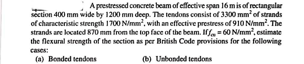 Solved A prestressed concrete beam of effective span 16 m is | Chegg.com