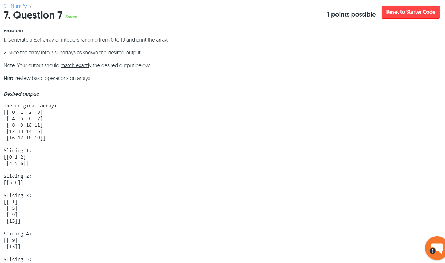 Solved Problem 1. Generate a 5x4 array of integers ranging | Chegg.com