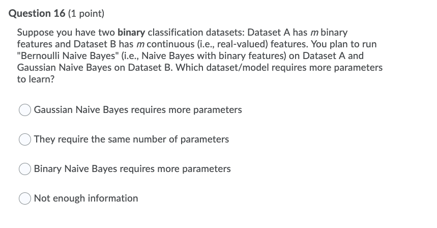 Solved Question 16 (1 point) Suppose you have two binary | Chegg.com