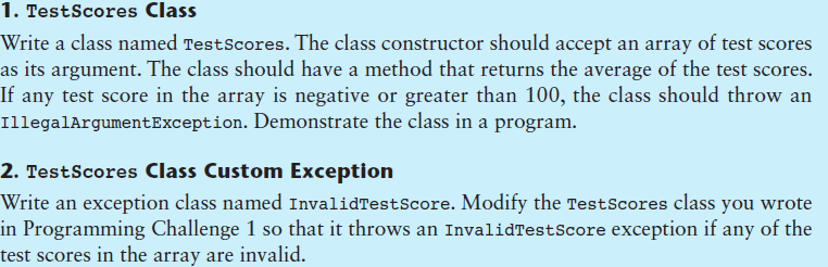 Solved 1. Test Scores Class Write a class named TestScores. | Chegg.com