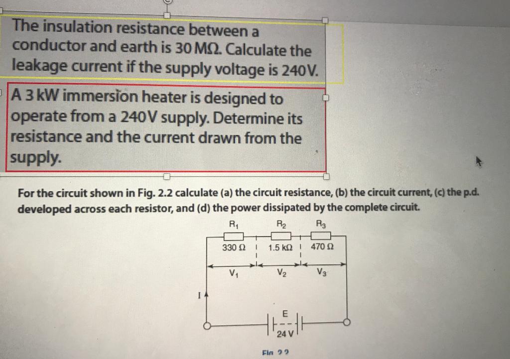 Solved The insulation resistance between a conductor and | Chegg.com