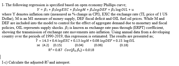 Solved I- ﻿The following regression is specified based on | Chegg.com