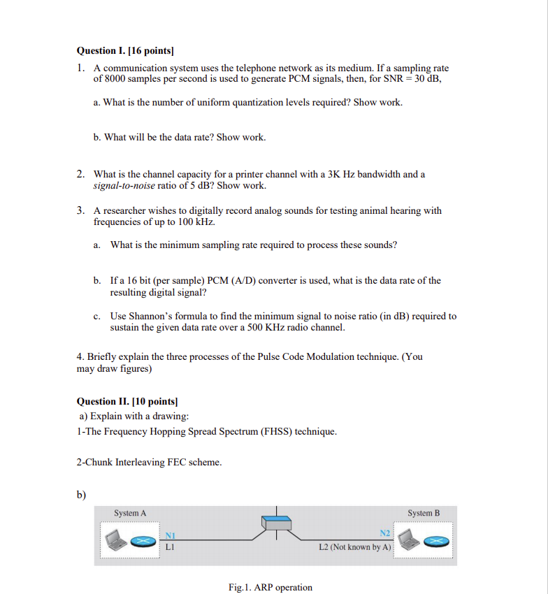 Solved Question I. [16 points] 1. A communication system | Chegg.com