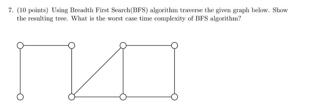 Solved 7 10 Points Using Breadth First Search Bfs Algorithm Traverse Given Graph Show 2618