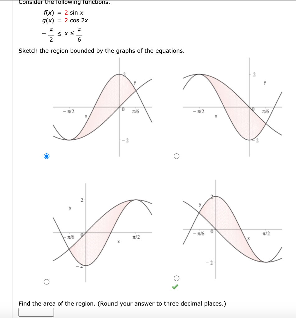 Solved Consider the following functions. f(x) = 2 sin x g(x) | Chegg.com