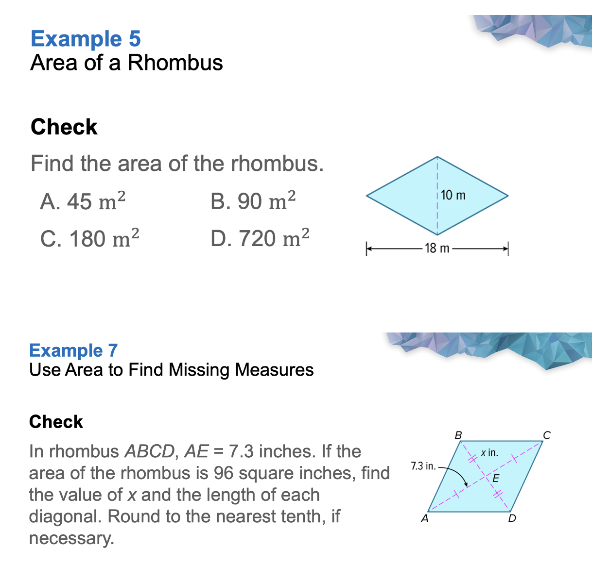 Solved Example 7Use Area to Find Missing MeasuresCheckIn | Chegg.com