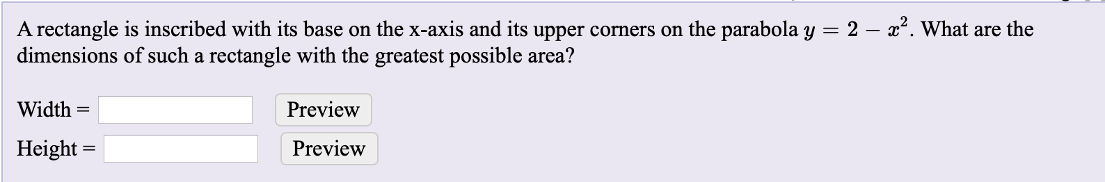 Solved A rectangle is inscribed with its base on the x-axis | Chegg.com