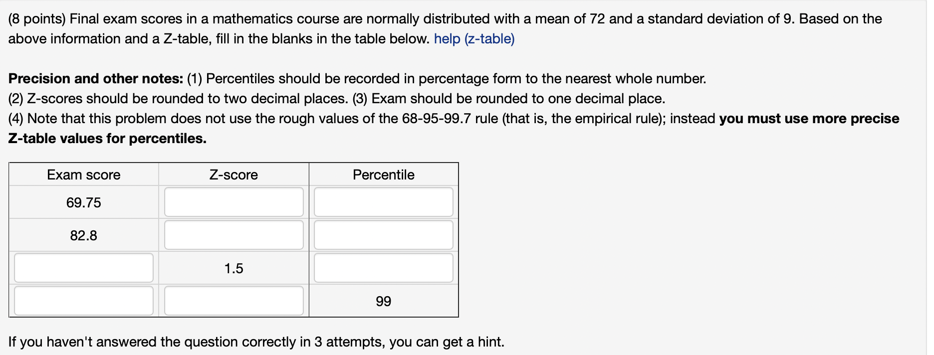 Solved (8 points) Final exam scores in a mathematics course | Chegg.com
