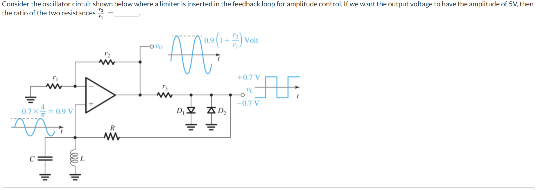 Solved consider the oscillator circuit shown below where a | Chegg.com