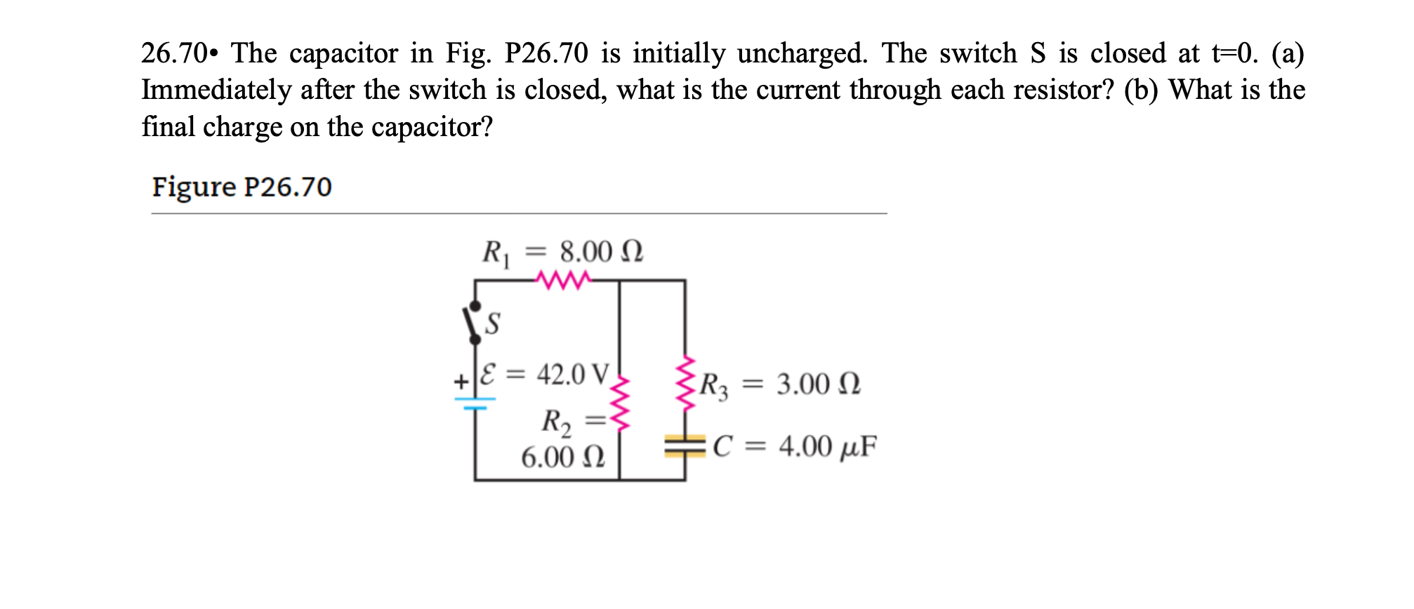 Solved 26.70• The capacitor in Fig. P26.70 is initially | Chegg.com