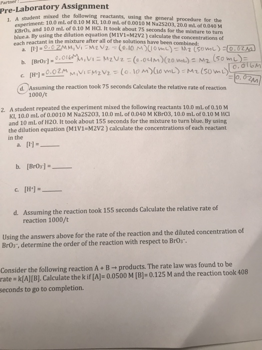 Solved Partner re-Laboratory Assignment 1. A student mixed | Chegg.com