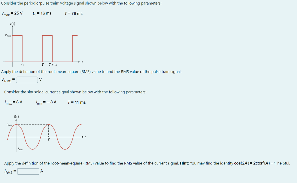Solved Consider the periodic 'pulse train' voltage signal | Chegg.com