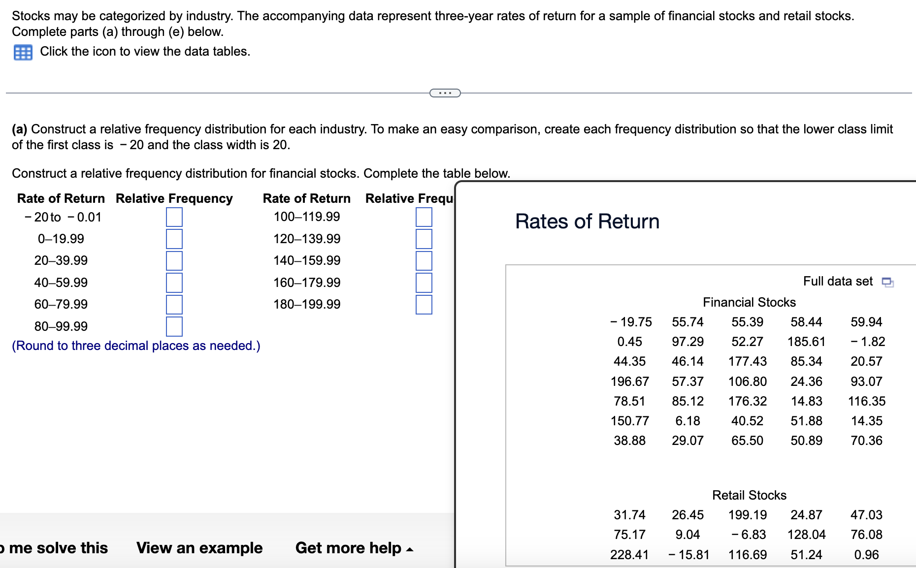 Solved Stocks may be categorized by industry. The | Chegg.com