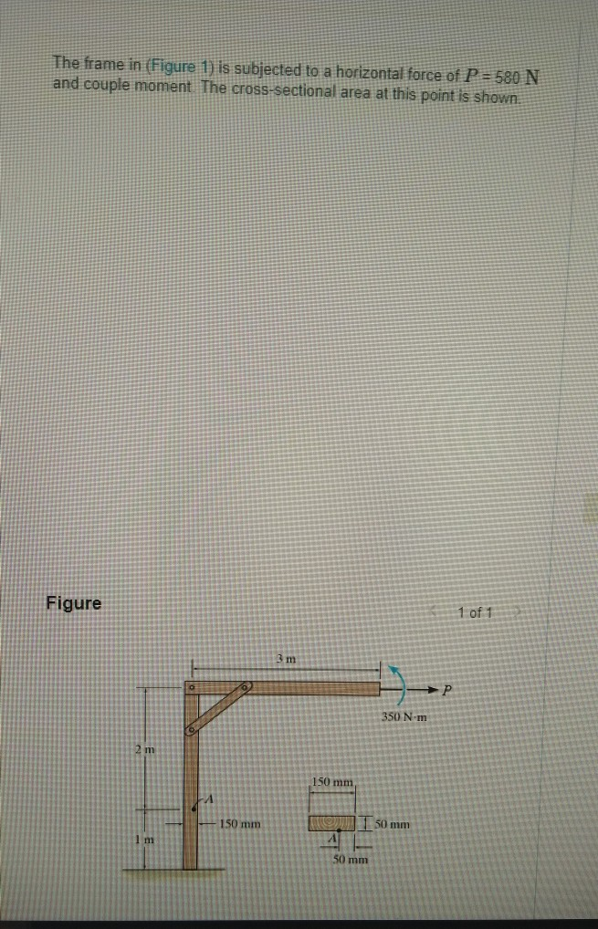Solved The frame in (Figure 1) is subjected to a horizontal | Chegg.com