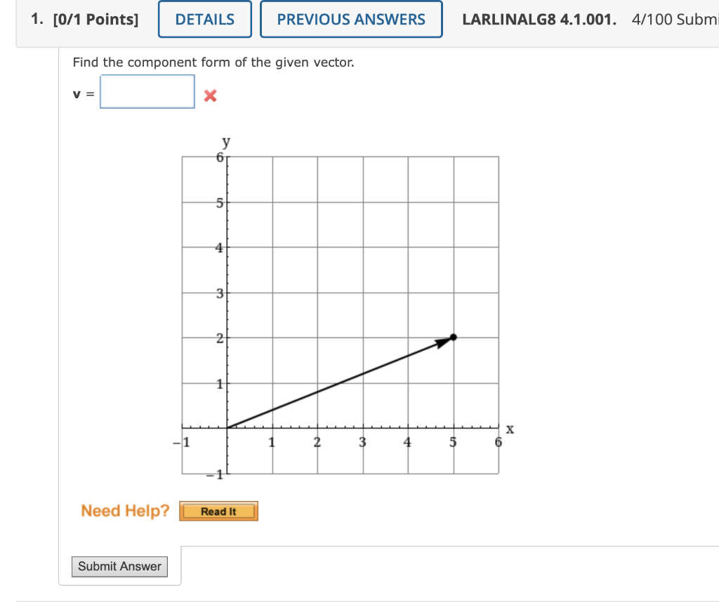 Solved Find the component form of the given vector. | Chegg.com