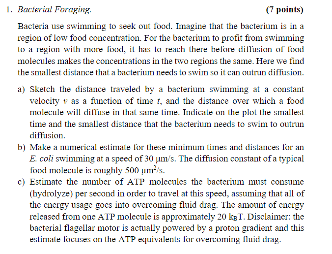 Solved 1. Bacterial Foraging. (7 points) Bacteria use | Chegg.com