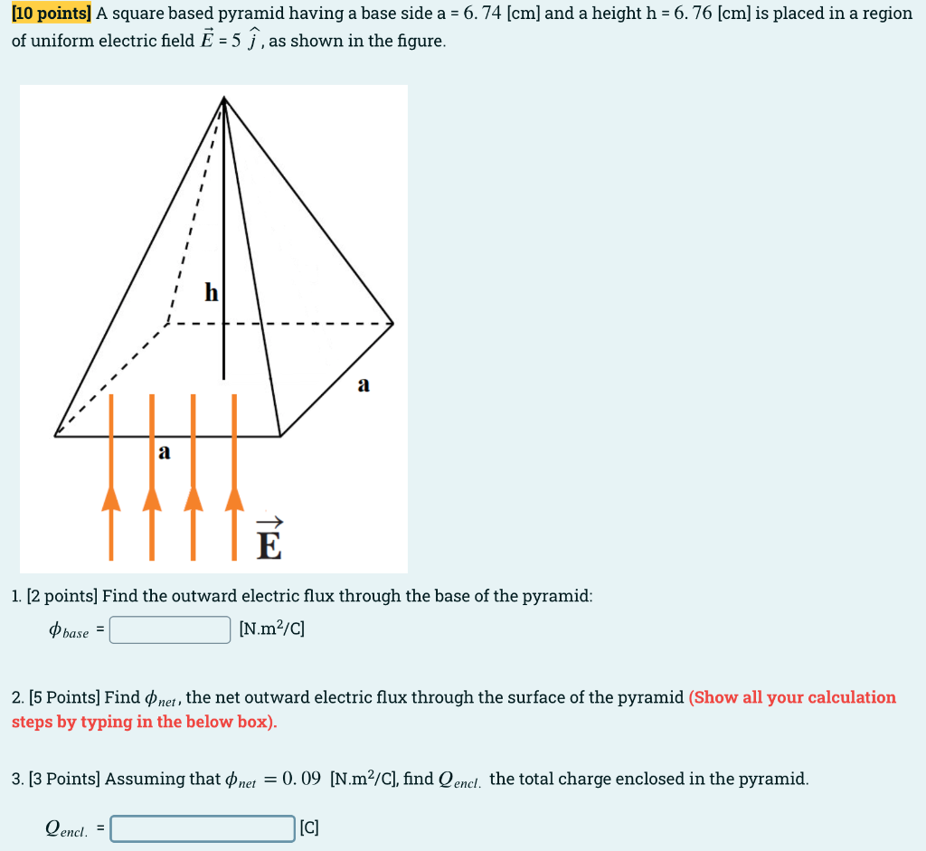 Solved [10 points] A square based pyramid having a base side | Chegg.com