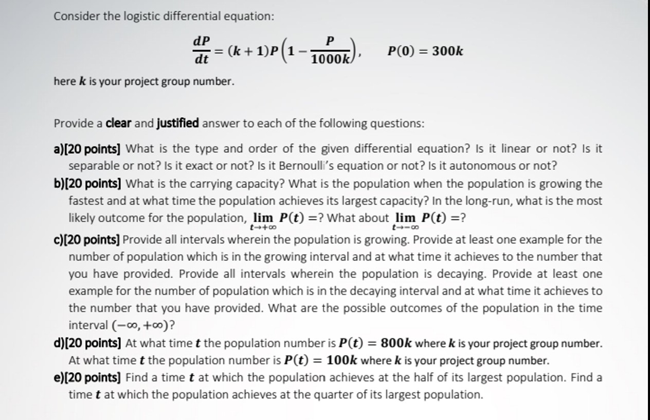 Solved Consider the logistic differential | Chegg.com