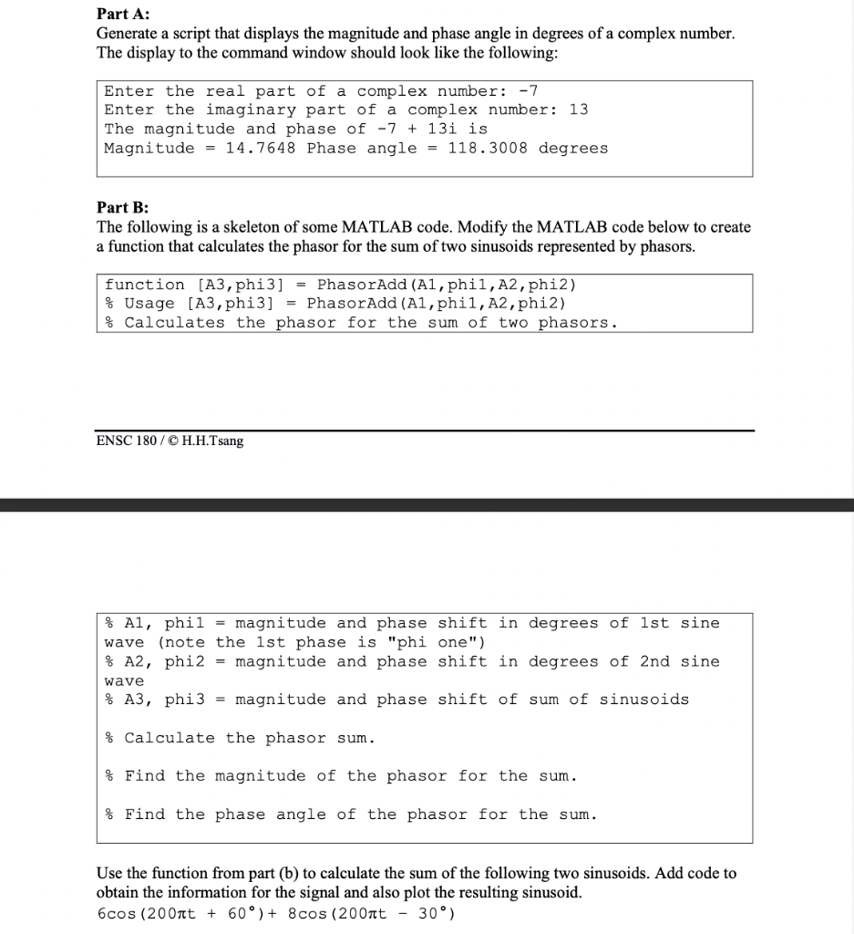 Solved Part A: Generate a script that displays the magnitude | Chegg.com