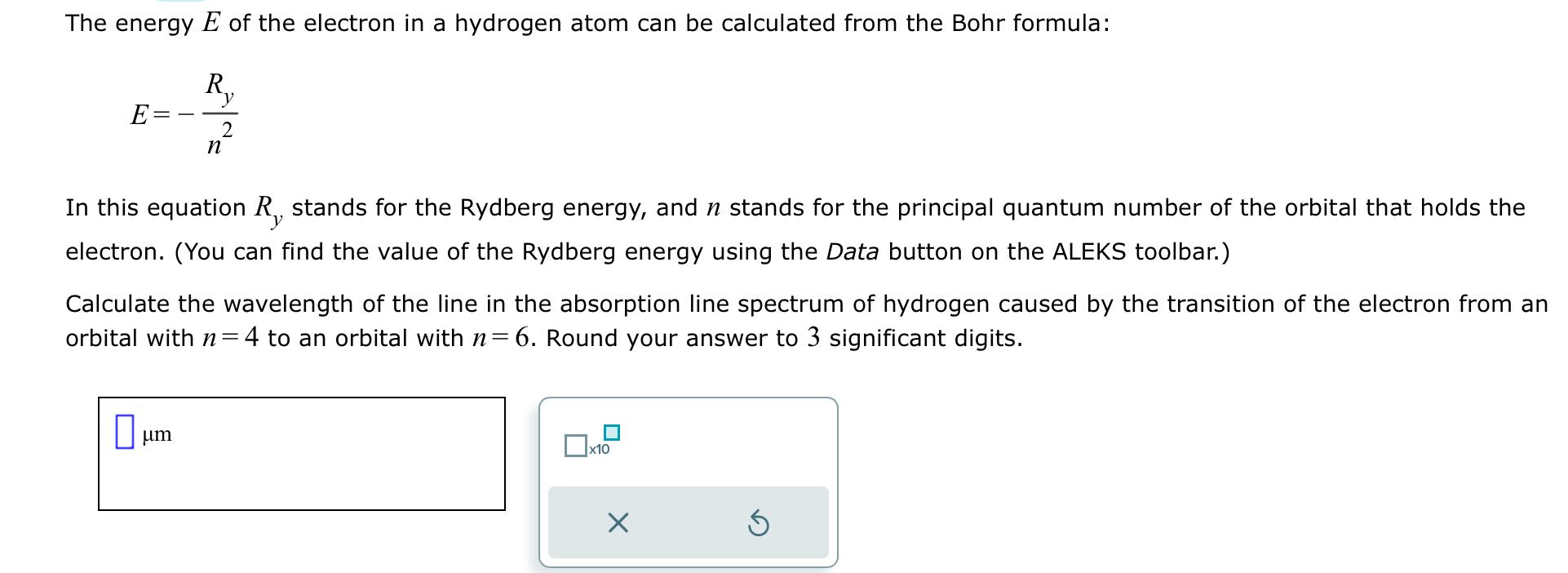 Solved E=−n2Ry In this equation Ry stands for the Rydberg | Chegg.com