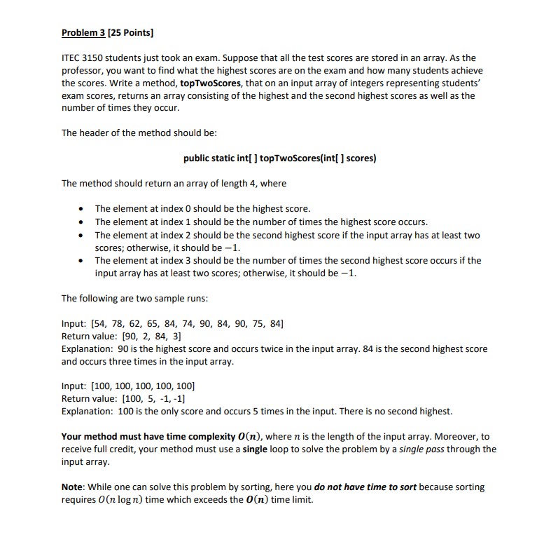 Solved Problem 3 [25 Points] ITEC 3150 students just took an | Chegg.com