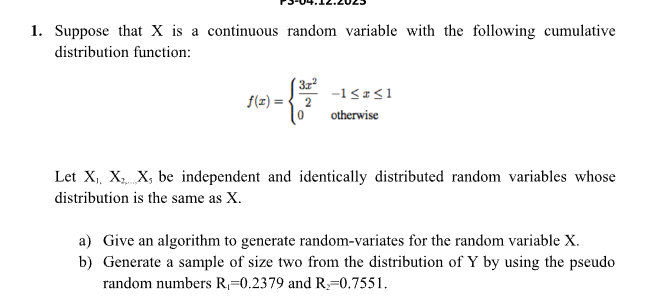 Solved QSuppose that x ﻿is a continuous random variable with | Chegg.com