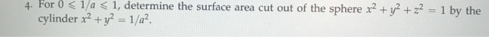 Solved For バ1, determine the surface area cut out of the | Chegg.com