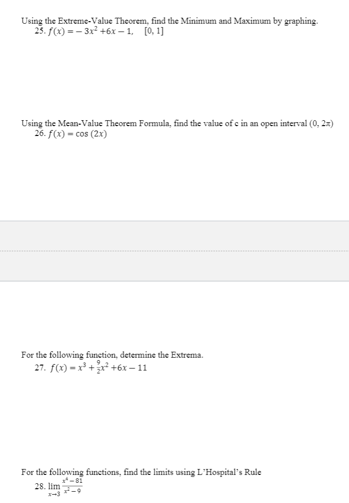 Solved Using the Extreme-Value Theorem, find the Minimum and | Chegg.com