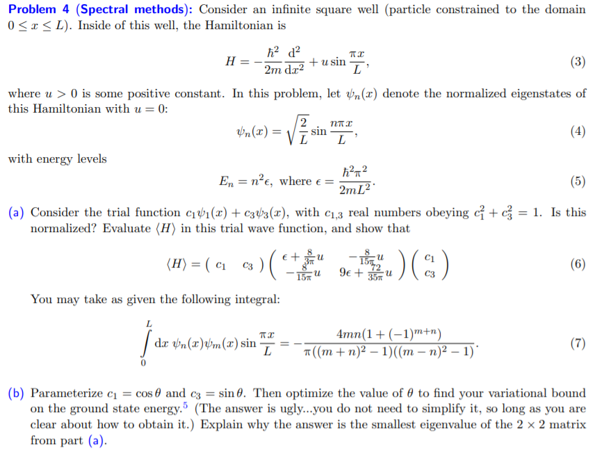 Solved Problem 4 (Spectral methods): Consider an infinite | Chegg.com