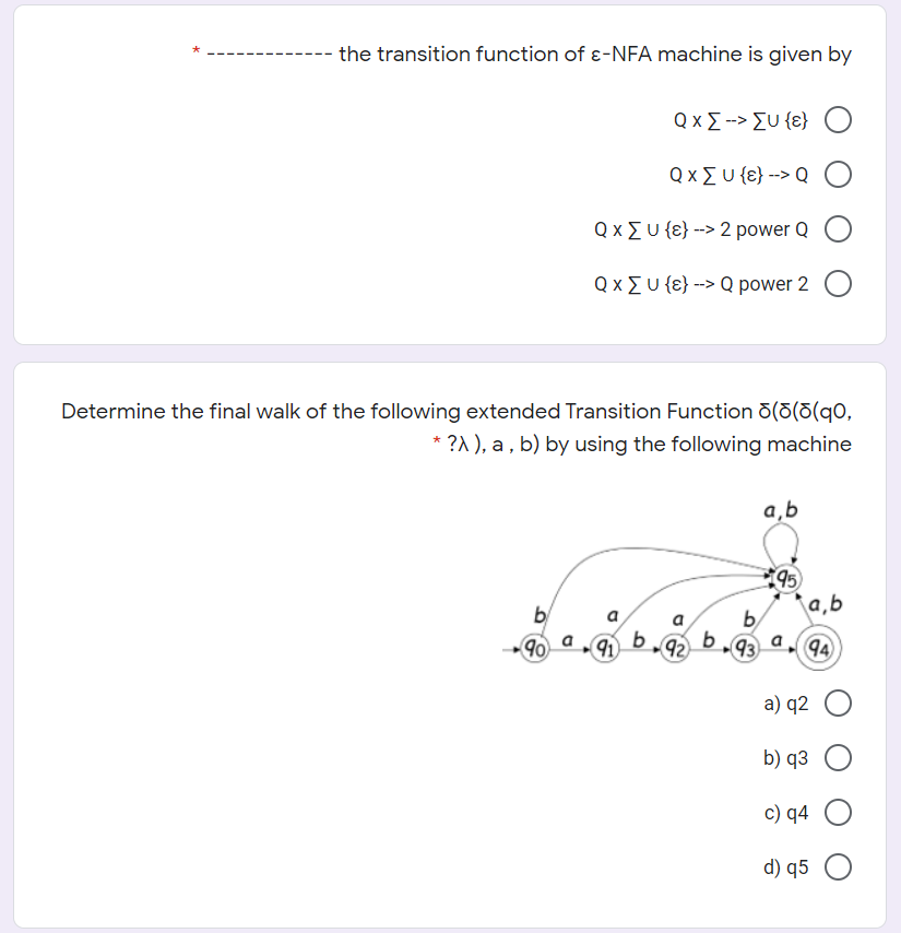 Solved the transition function of e-NFA machine is given by | Chegg.com