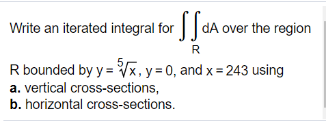 Solved Slam Write an iterated integral for dA over the | Chegg.com