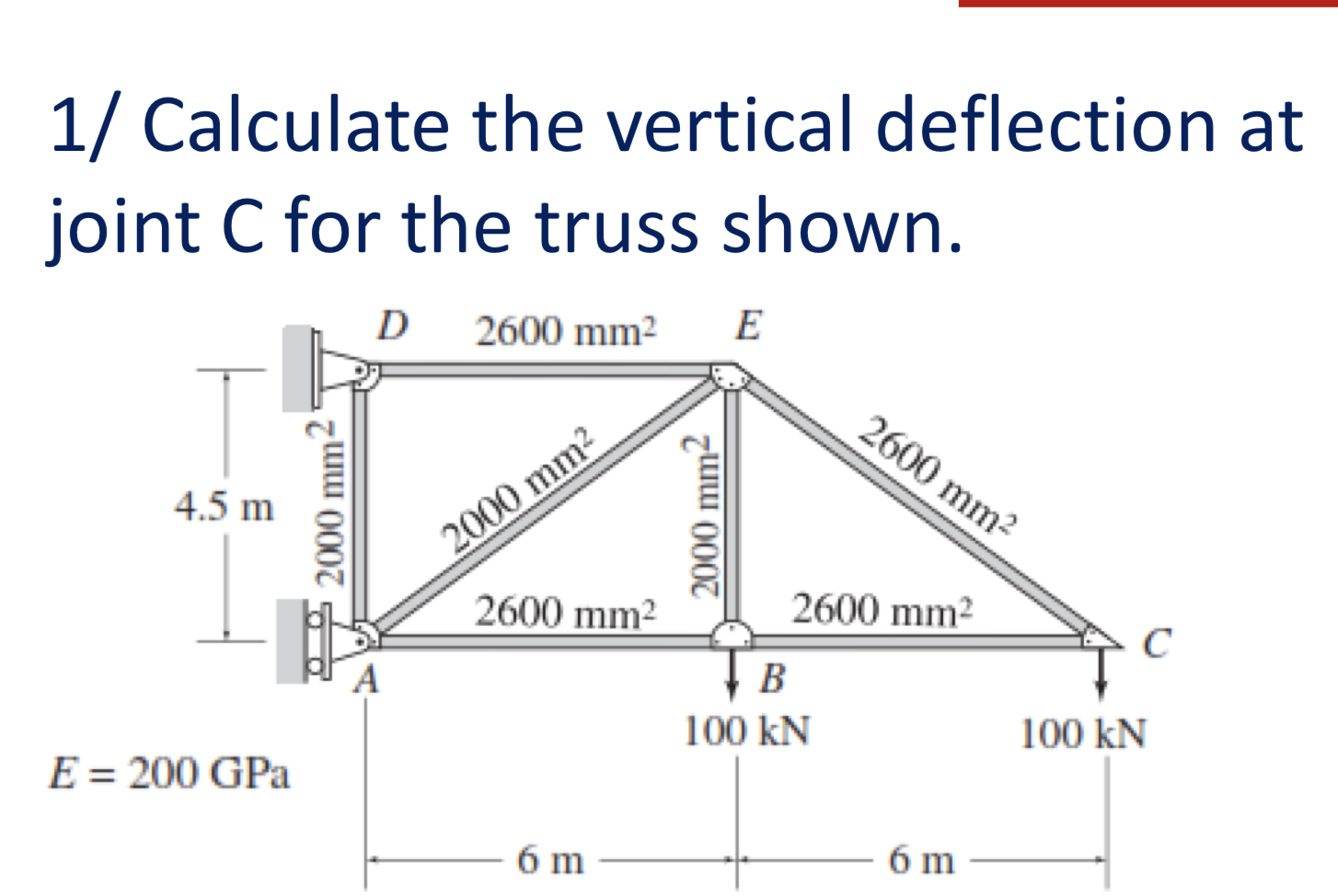 Solved 1/ Calculate the vertical deflection at joint C for | Chegg.com