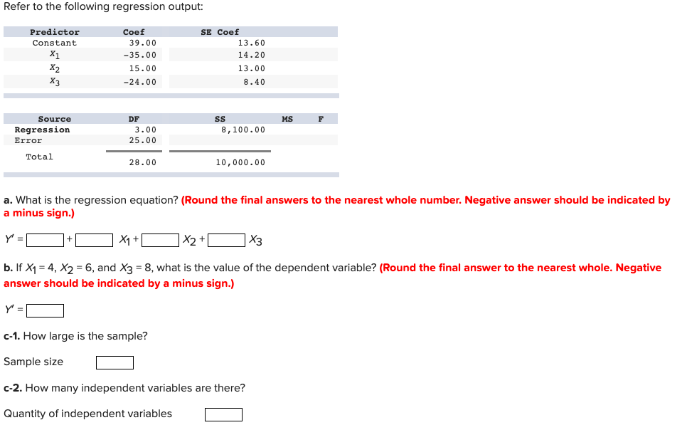 Solved Refer to the following regression output: Predictor | Chegg.com