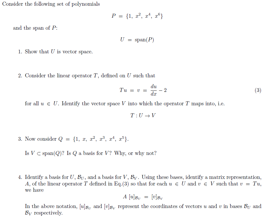 Solved Consider the following set of polynomials | Chegg.com