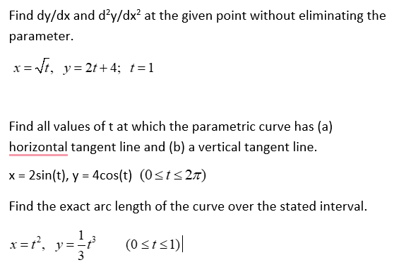 Solved Find dy/dx and d2y/dx2 at the given point without | Chegg.com