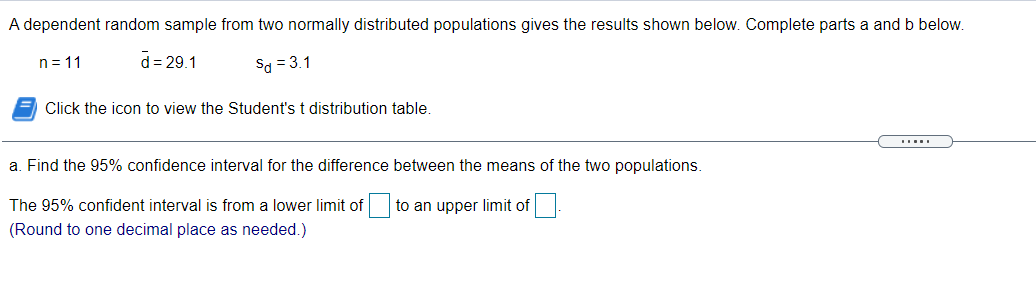 Solved A dependent random sample from two normally | Chegg.com