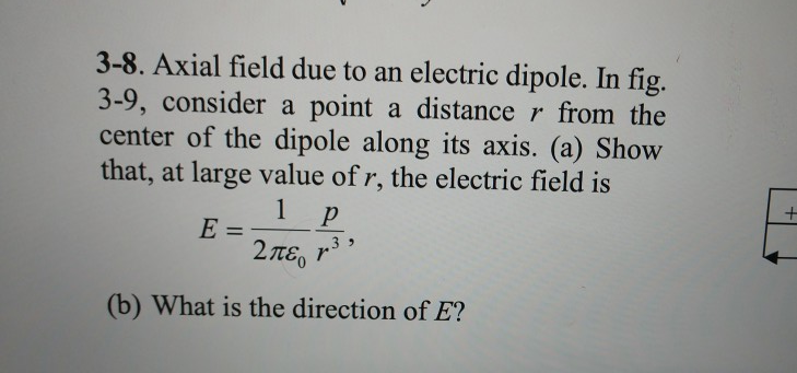 Solved 3-8. Axial field due to an electric dipole. In fig. | Chegg.com
