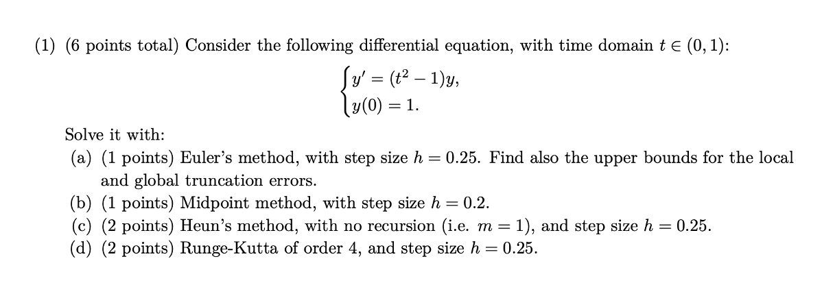 Solved = (1) (6 points total) Consider the following | Chegg.com