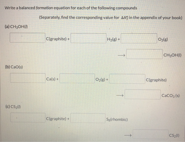 Solved Write a balanced formation equation for each of the | Chegg.com