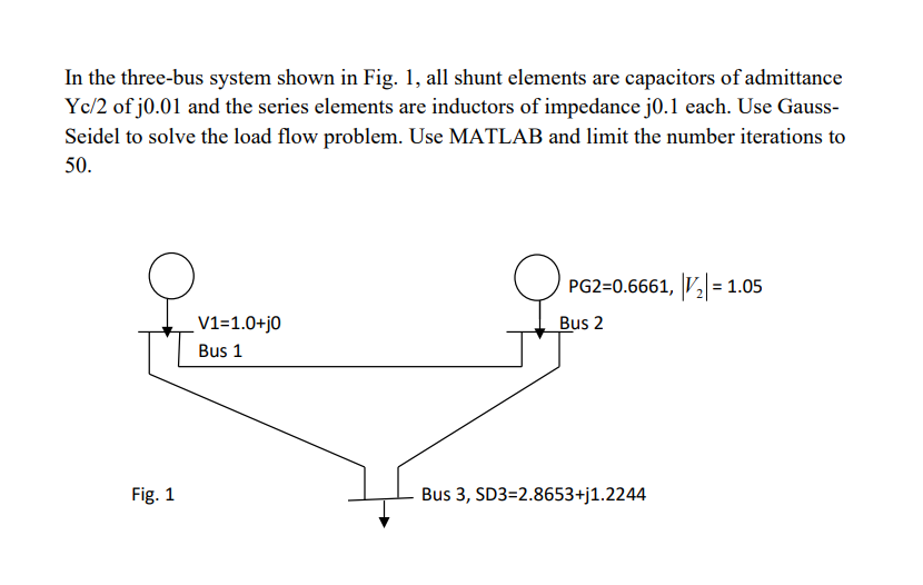 Solved In the three-bus system shown in Fig. 1, all shunt | Chegg.com