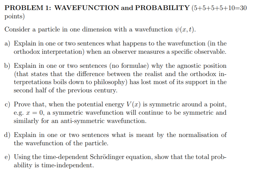 Solved PROBLEM 1: WAVEFUNCTION and PROBABILITY | Chegg.com