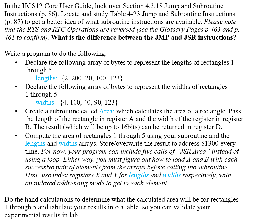 In the HCS12 Core User Guide, look over Section | Chegg.com