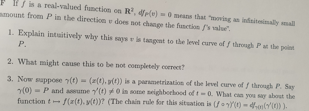 Solved F If f is a real-valued function on R2, dfp(v) = 0 | Chegg.com