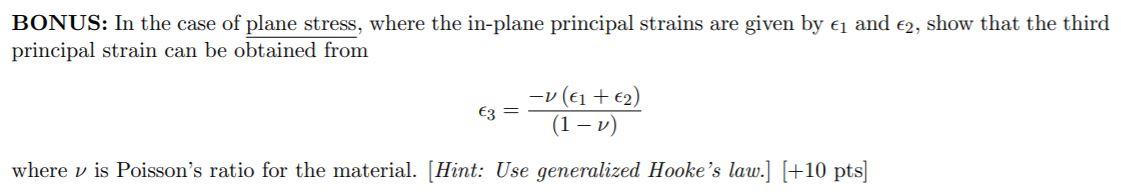 Solved BONUS: In the case of plane stress, where the | Chegg.com