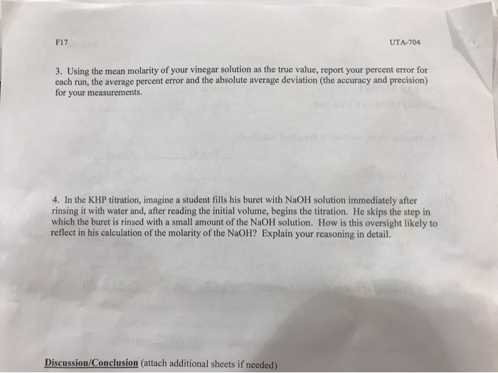 UTA-704 F17 Name Section LAB REPORT Date EXPERIMENT | Chegg.com