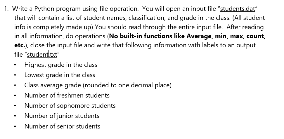 Solved Sample contents inside the input file "Students.dat"; | Chegg.com