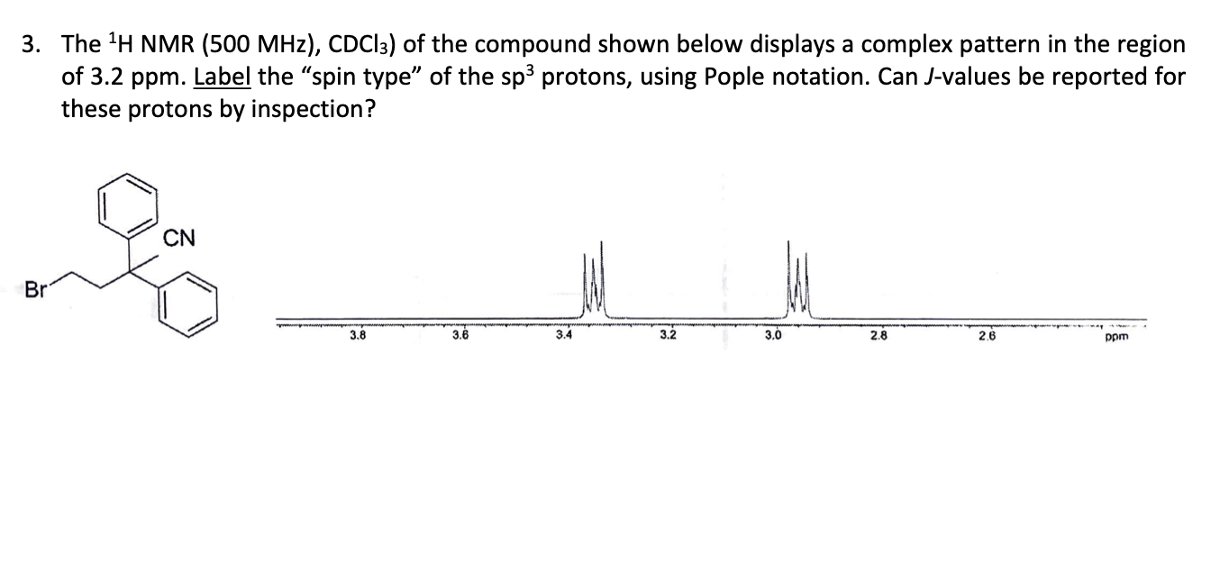 Solved 3. The 1H NMR ( 500MHz),CDCl3 ) of the compound shown | Chegg.com